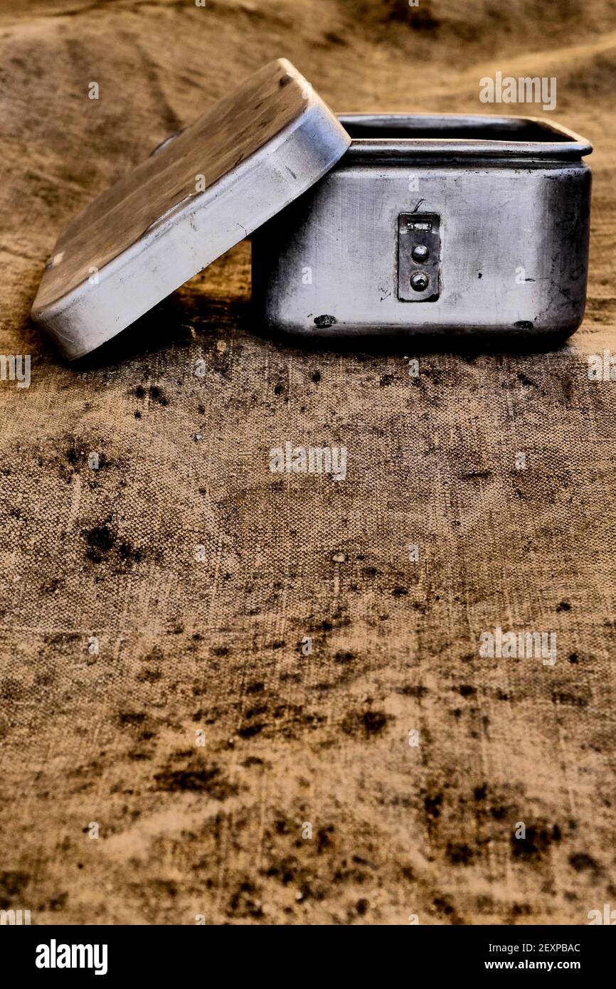 Military lunchbox, digitally filtered view, France, 50ies Stock Photo ...