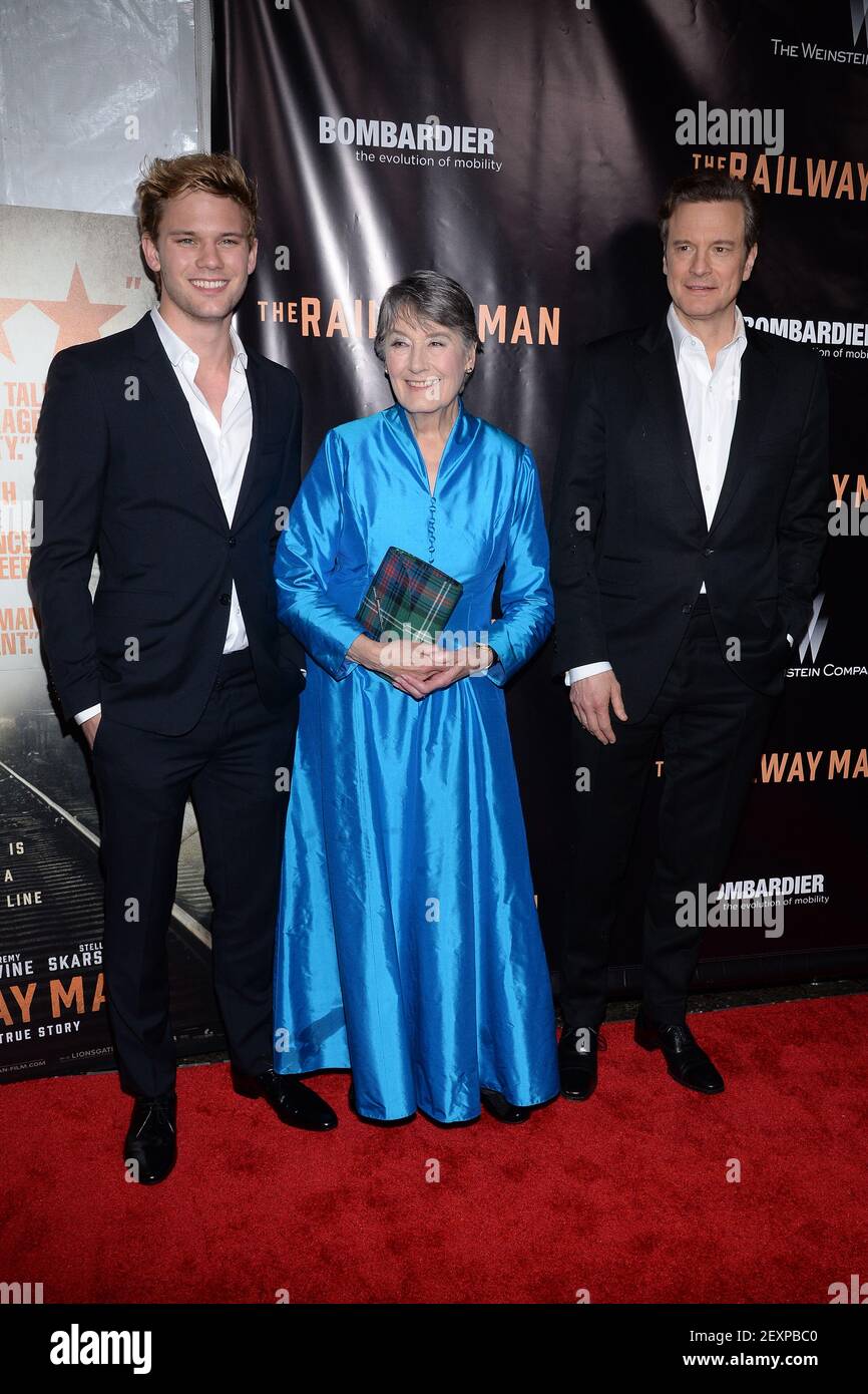 (L-R) Jeremy Irvine, Patti Lomax and Colin Firth attend the 'Railway ...
