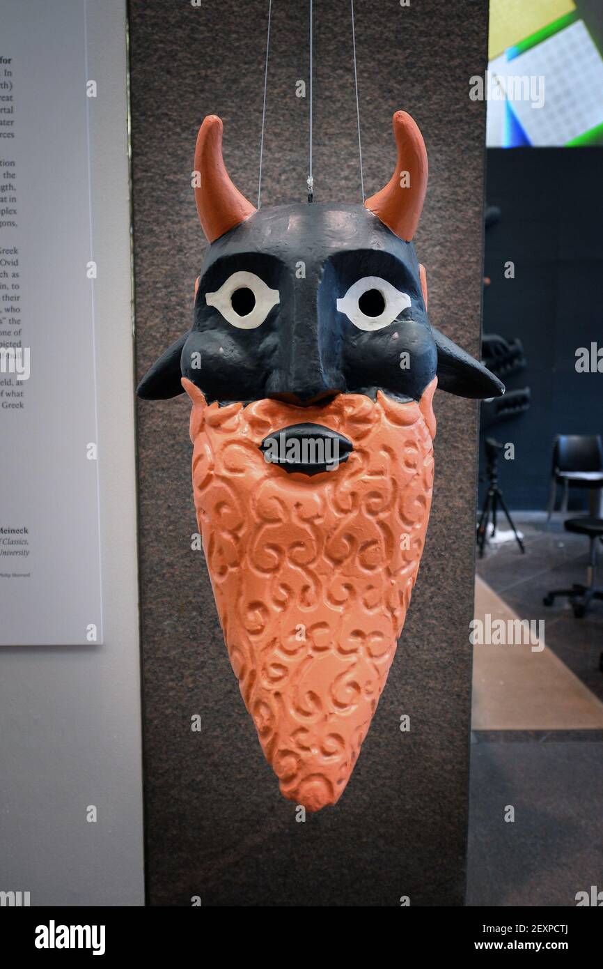 The mask of the Greek God "Pan" at the "Greek Monsters" art ...