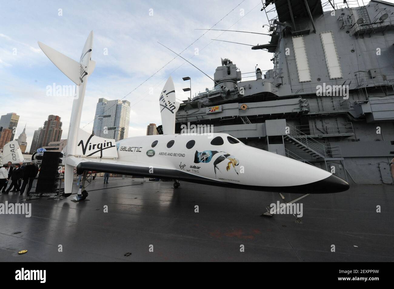 The Virgin Galactic's SpaceShipTwo on display during Land Rover's ...