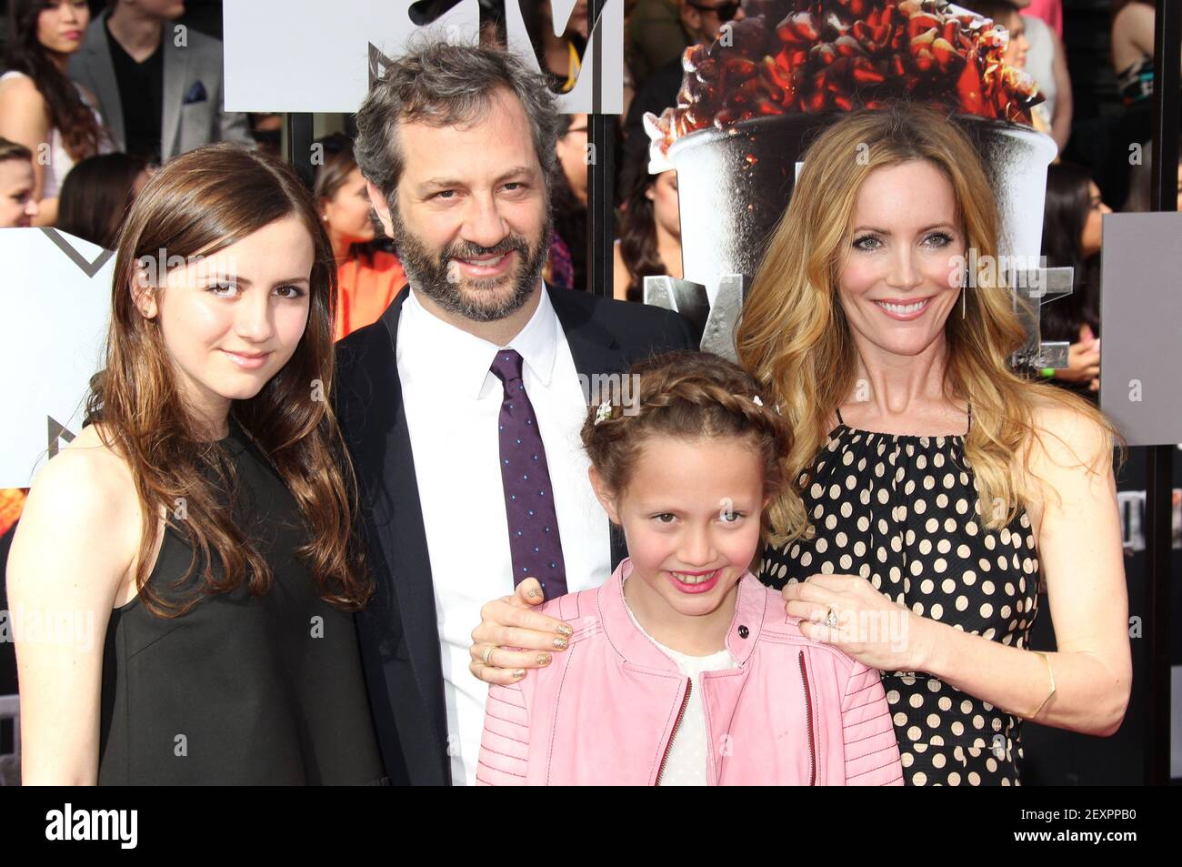 13 April 2014 - Los Angeles, California - Judd Apatow, and daughters Maude Apatow and Iris ...