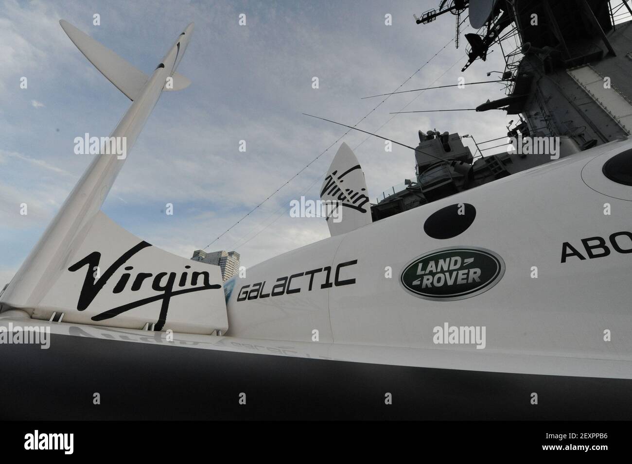 The Virgin Galactic's SpaceShipTwo on display during Land Rover's ...