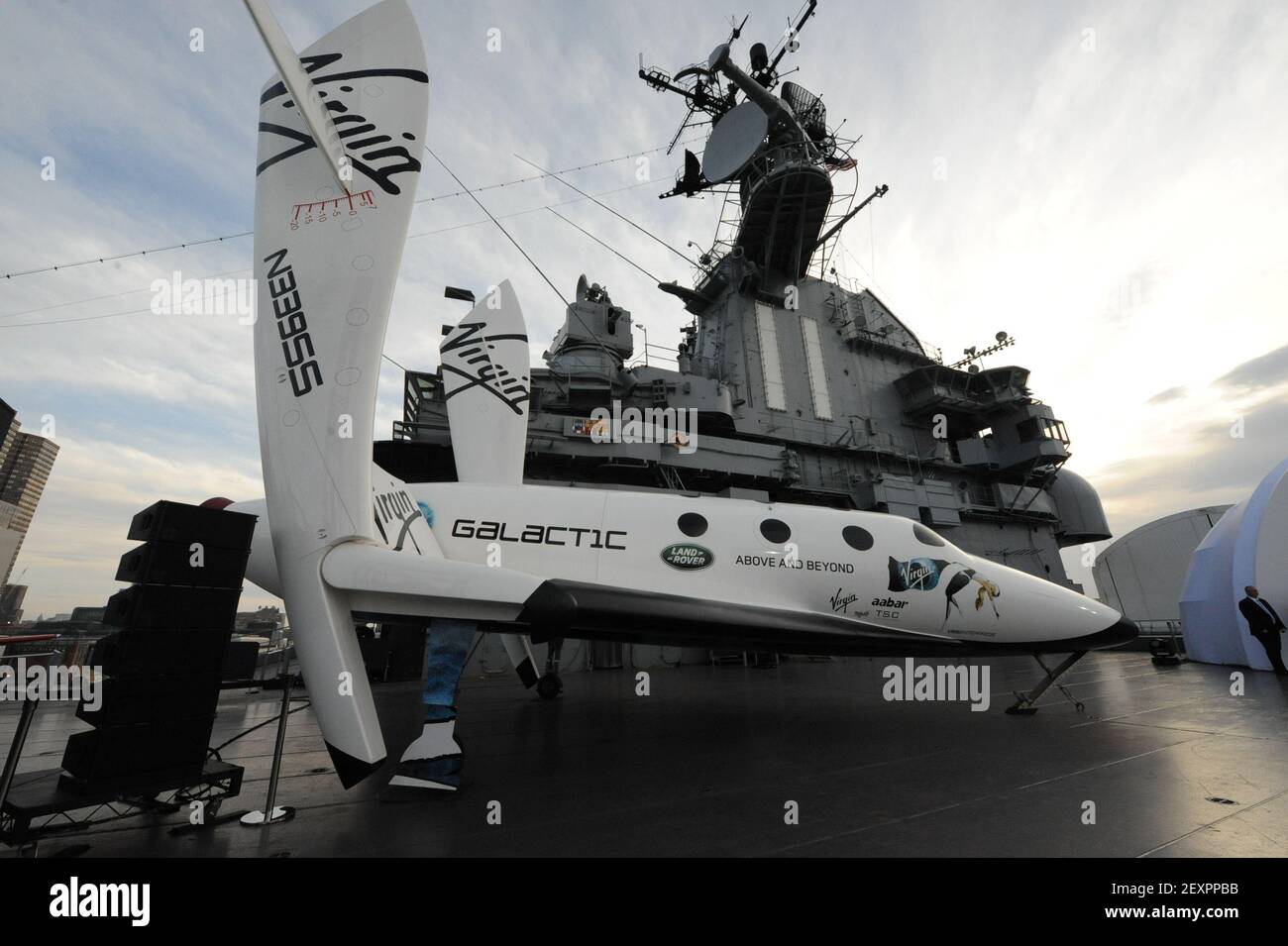 The Virgin Galactic's SpaceShipTwo on display during Land Rover's ...