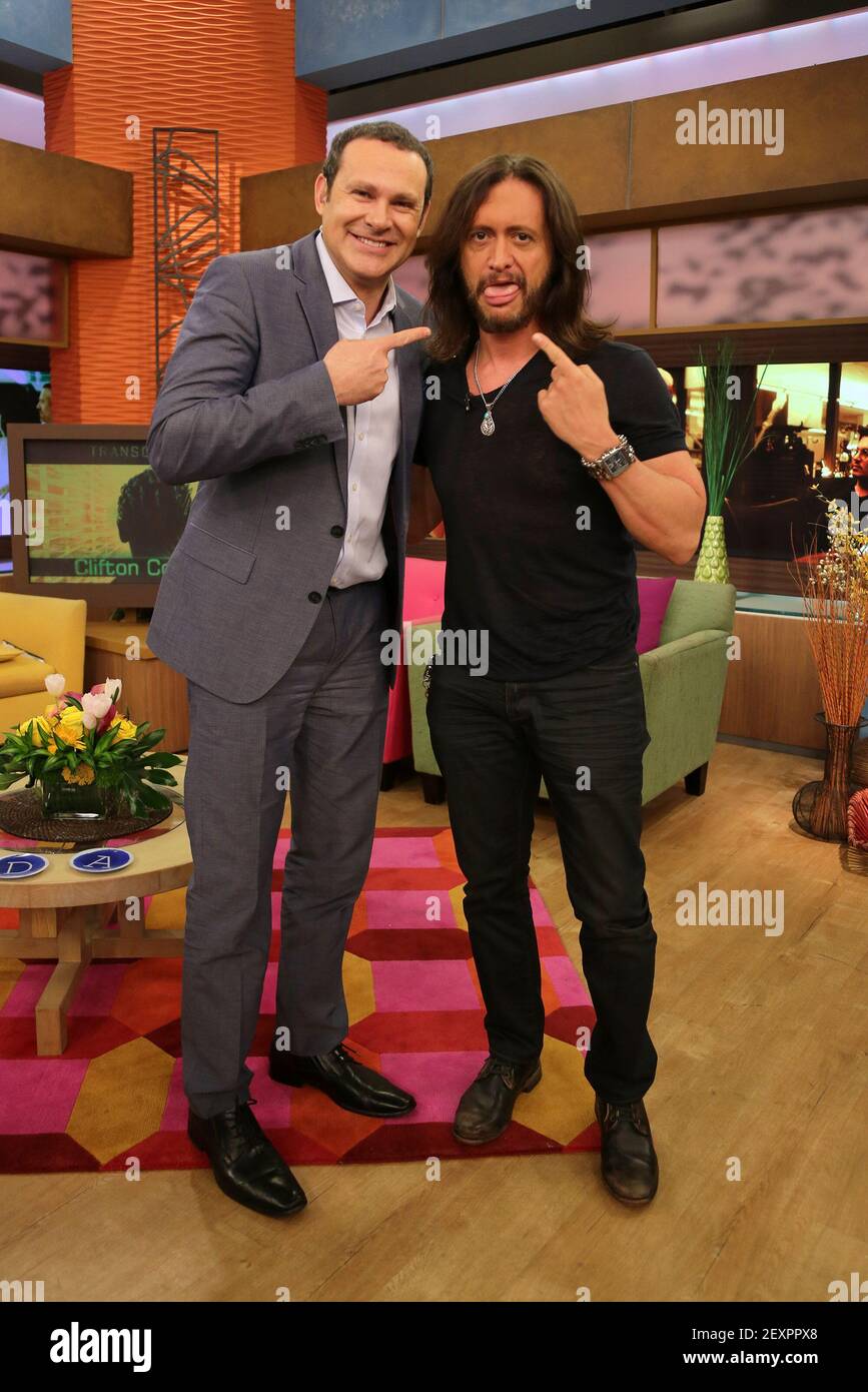 Alan Tacher and actor Clifton Collins Jr. are seen on the set of ...