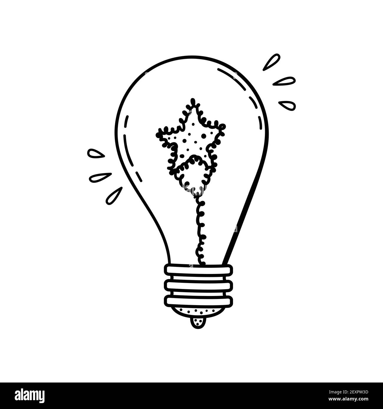 Doodle of creative light bulb illustration. Cartoon illustration Stock ...