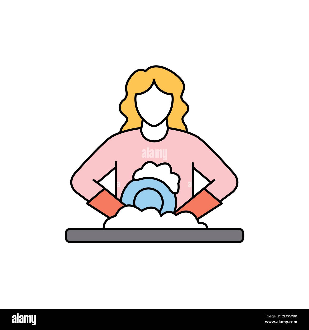 Wash dishes color line icon. Pictogram for web page, mobile app, promo ...