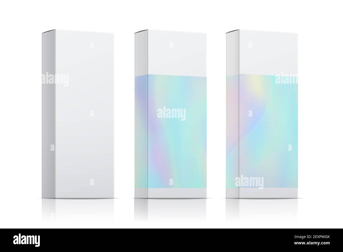 Packaging template vector set with holographic effect. Realistic box ...