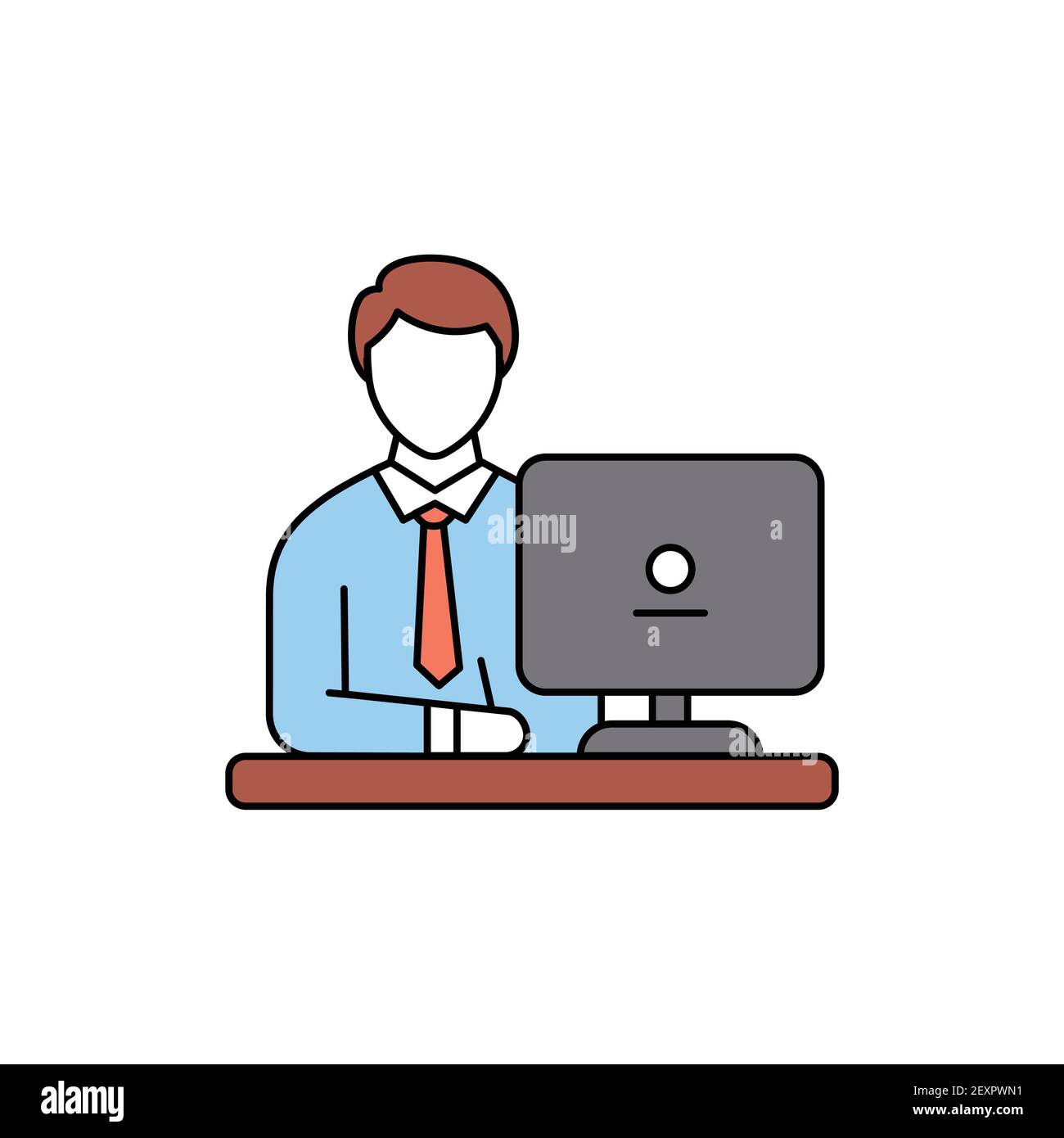 Working man color line icon. Pictogram for web page, mobile app, promo ...