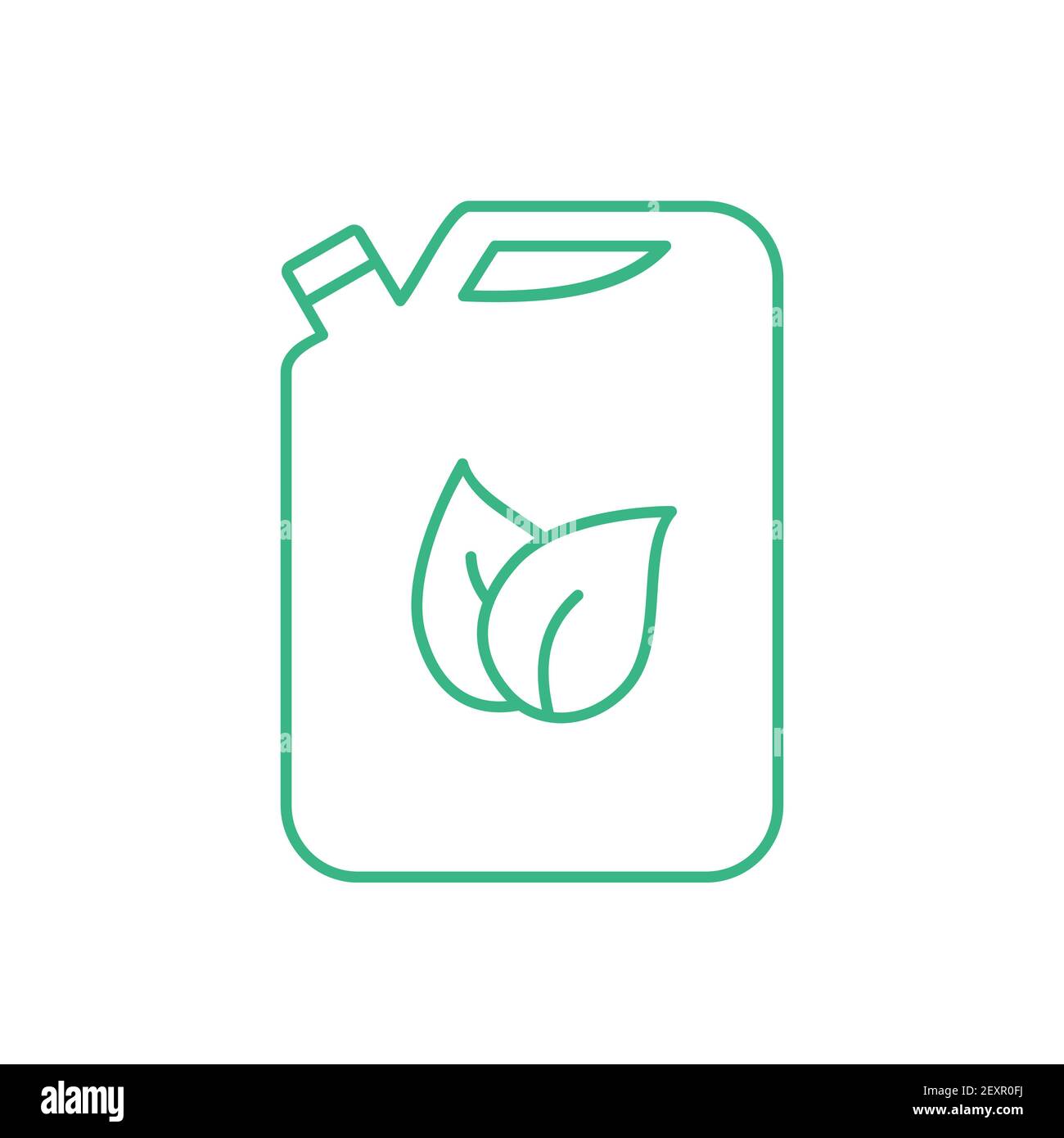 Biofuel can line icon. Biomass energy concept. Green fuel canister with ...