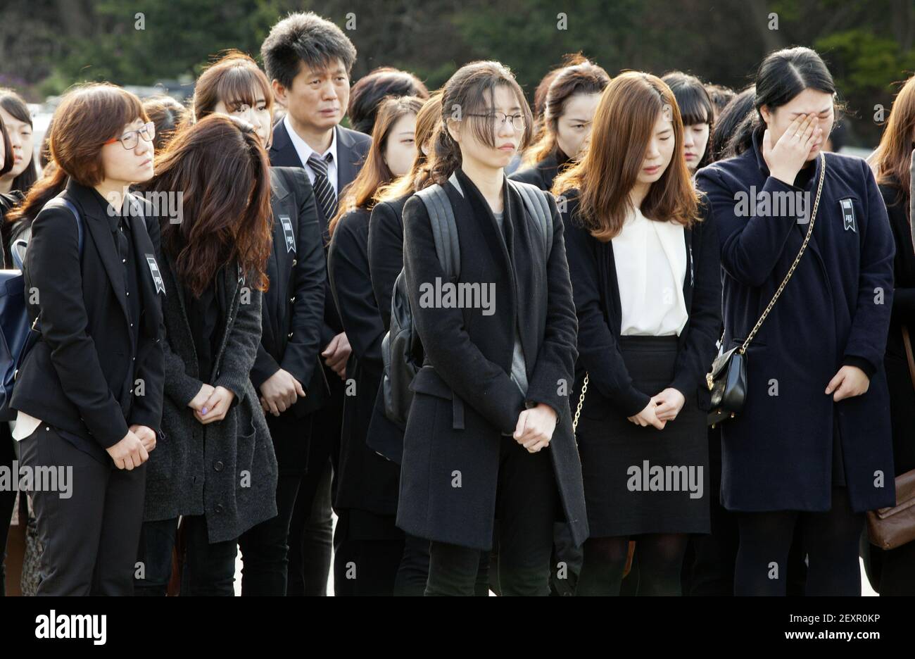 20 April 2014 - Ansan, South Korea : South Korean teachers tear of ...