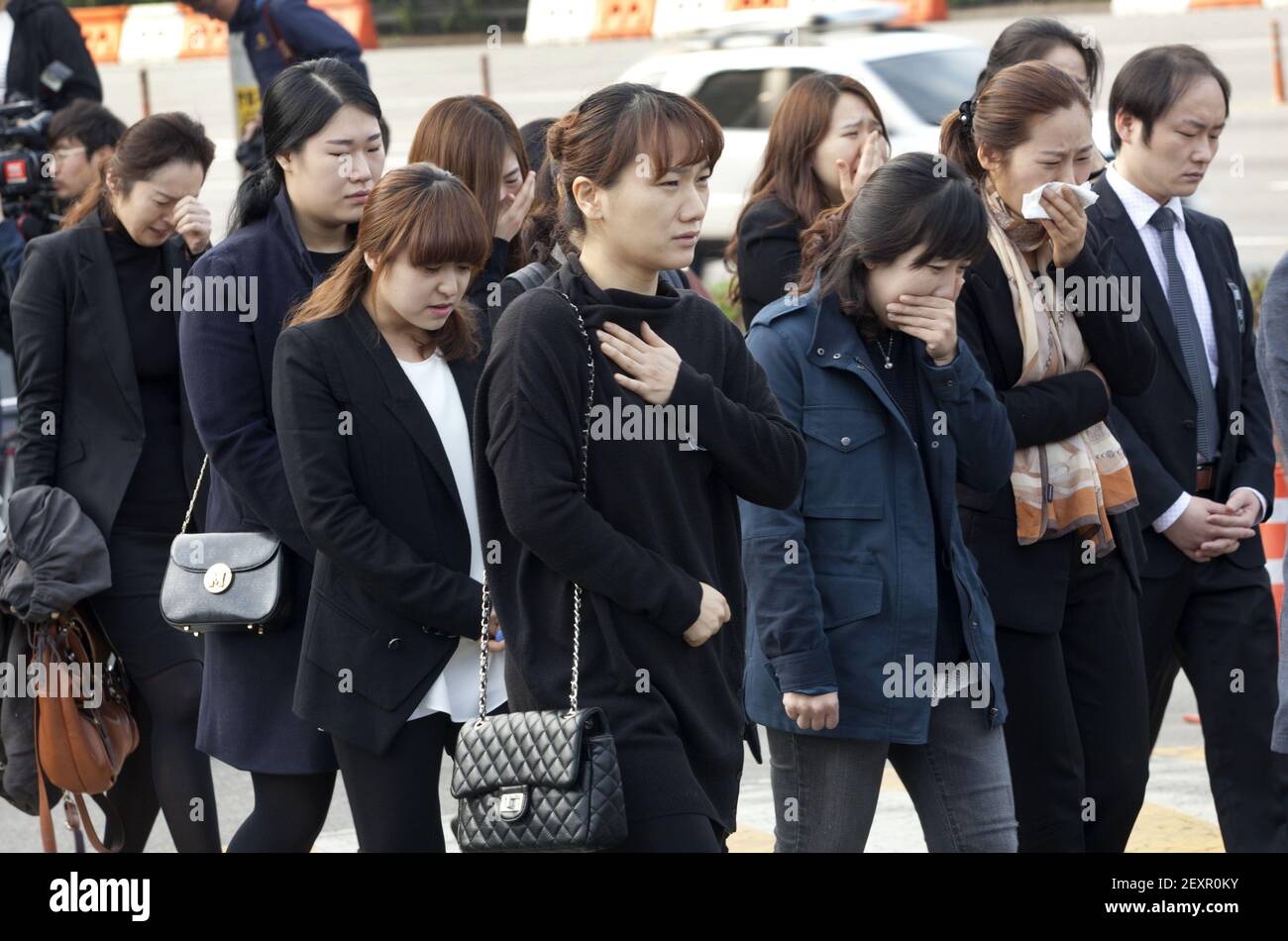 20 April 2014 - Ansan, South Korea : South Korean teachers tear of ...