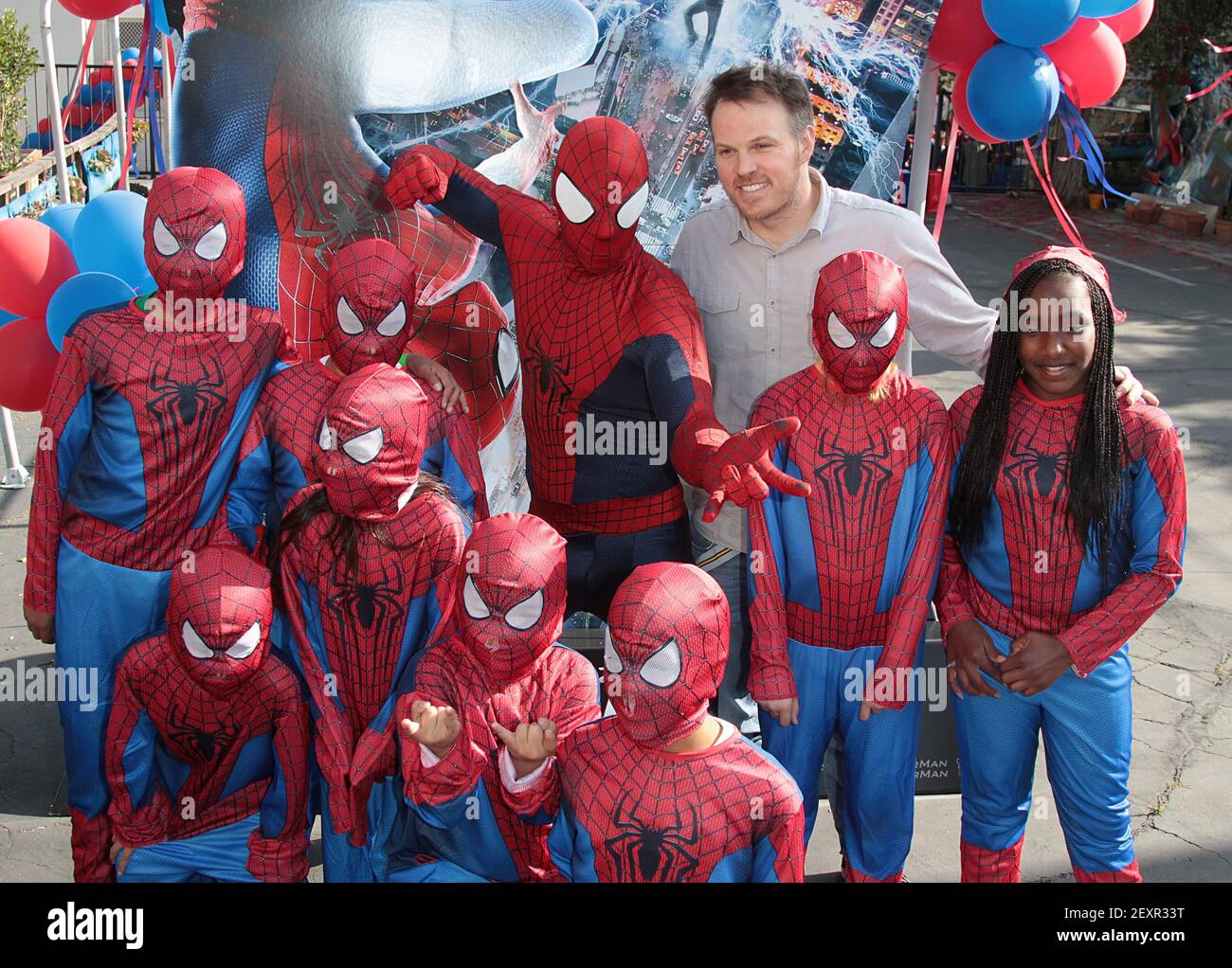 Marc Webb, Spider-Man attends The Spider-Man 2 "Be Amazing" Event at ...
