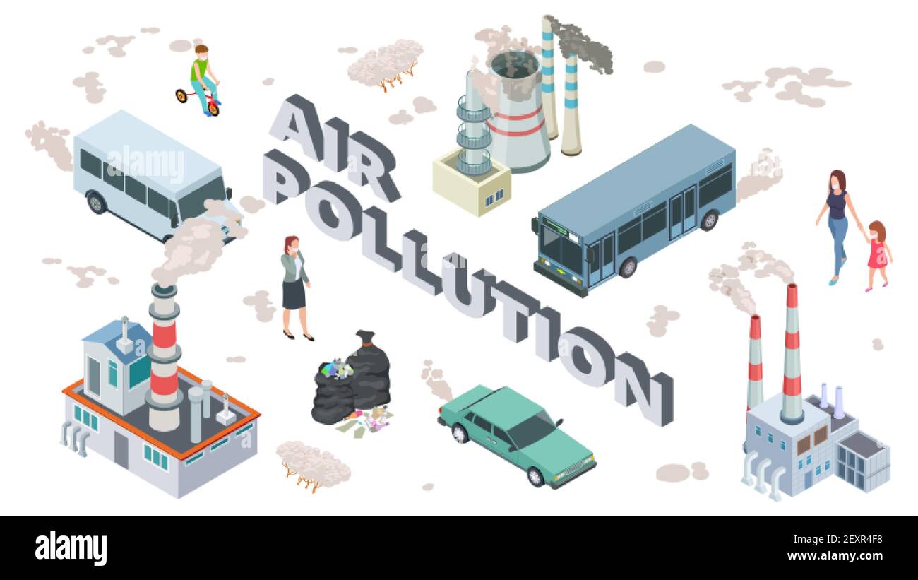 Air pollution concept. Chemical pollutants vehicle polluted air ...