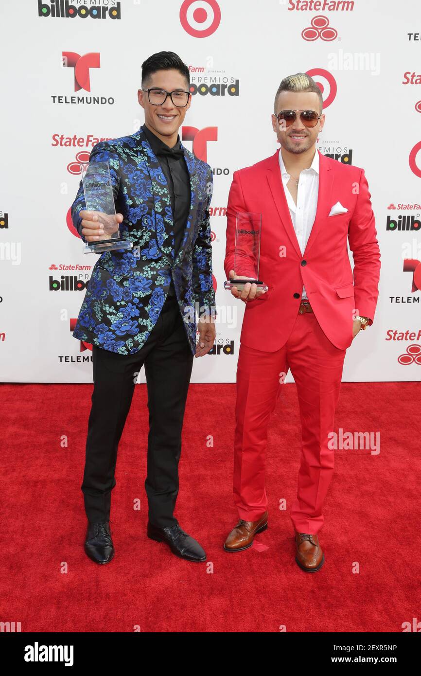 Chino y Nacho are seen at the Red Carpet Arrivals of Billboard Latin ...