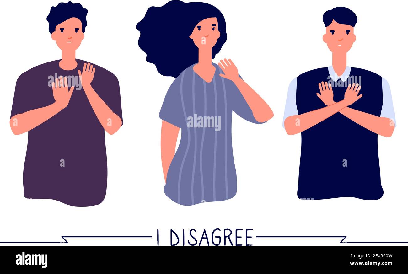 People with negative gestures. Young persons negative, dislike and stop ...