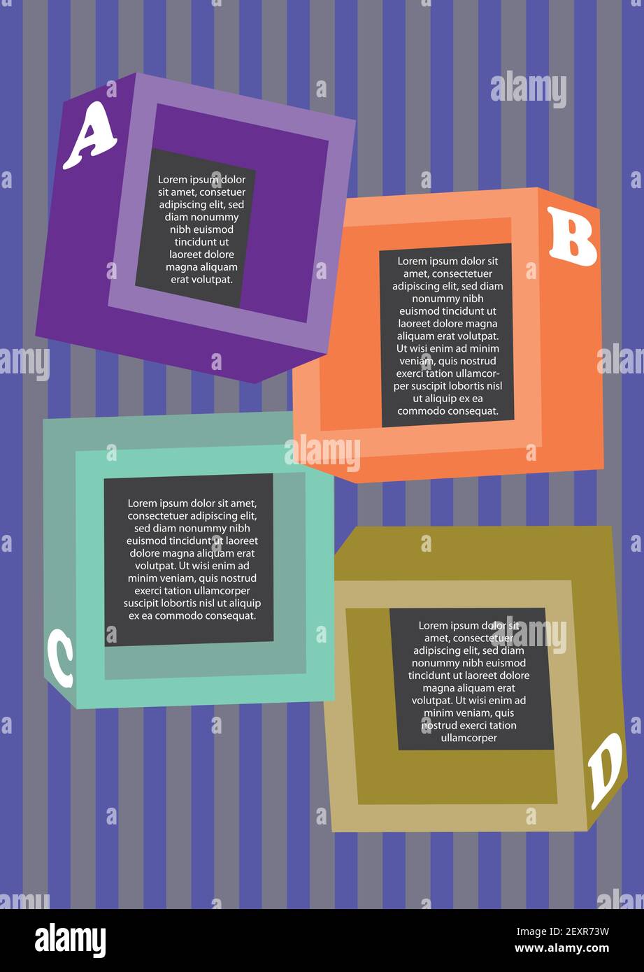 Your sample text in colored squares layout. Four squares in line ...