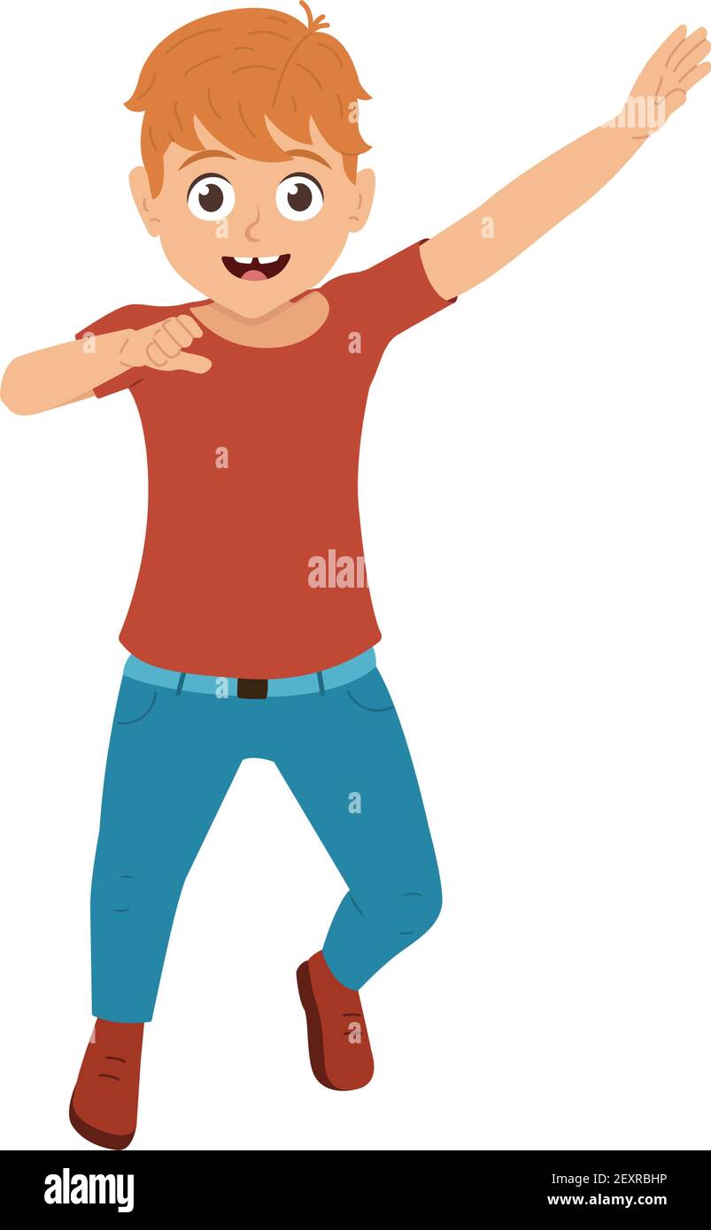 Happy boy jumping vector illustration isolated on white background ...