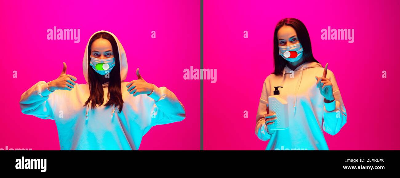 Brightness. Flyer. Mood switch on female face. Happy and angry ...