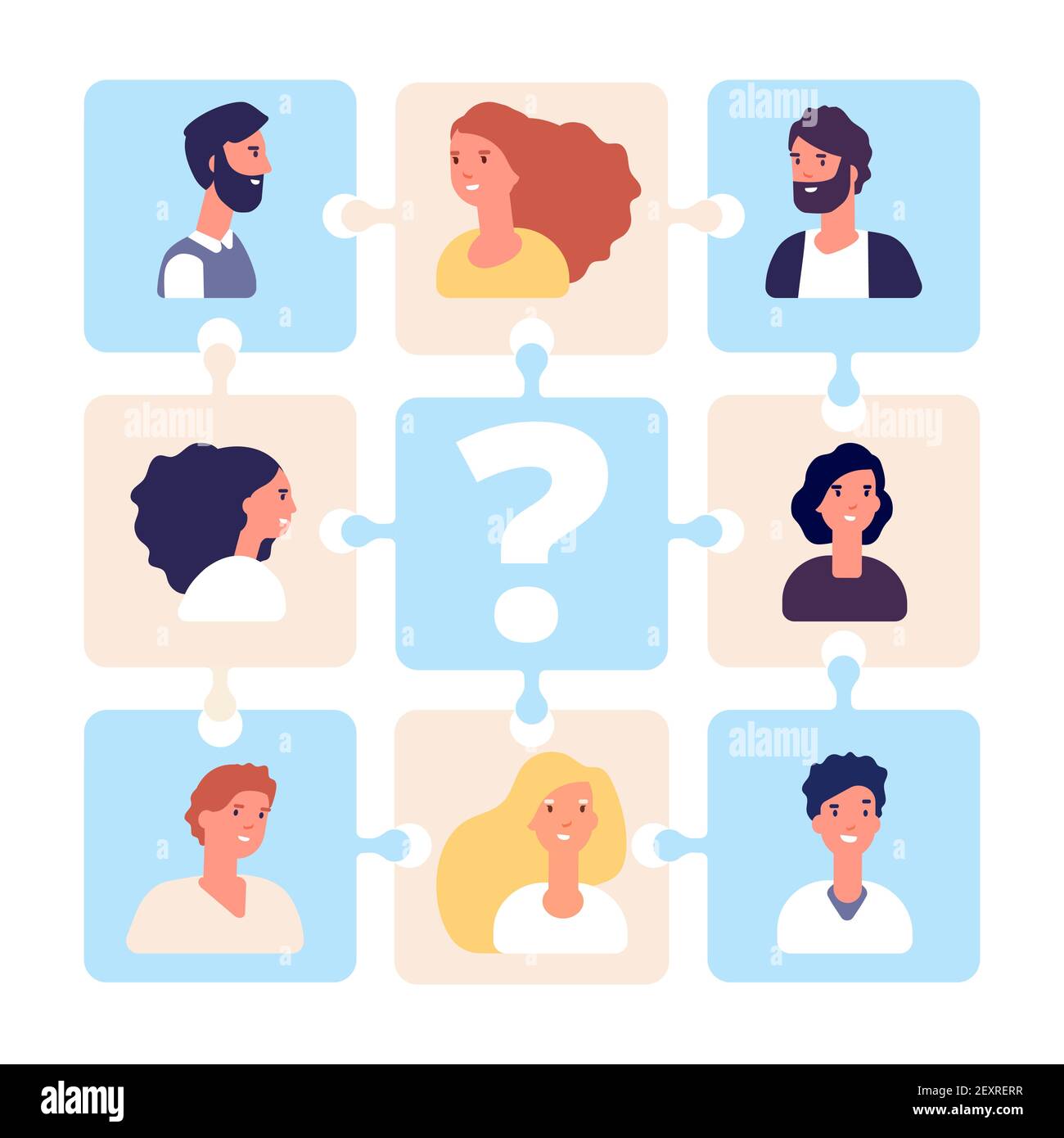 Recruiting illustration. Business team puzzle without team leader. HR ...