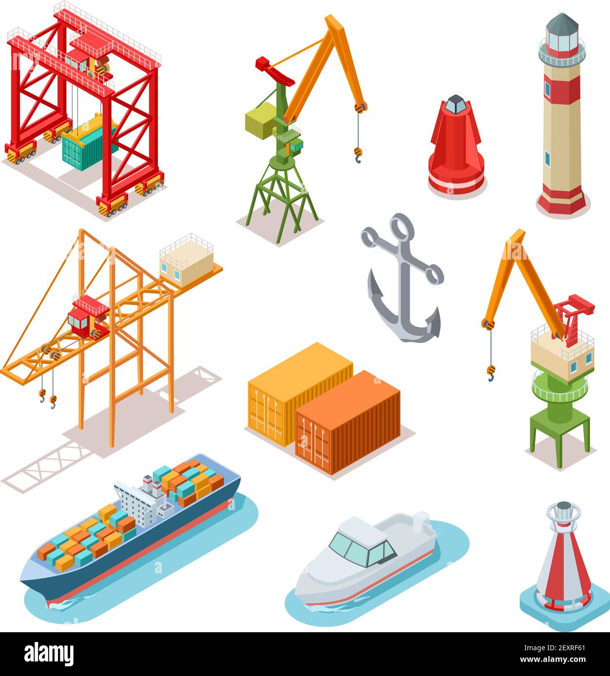 View of industrial port Cut Out Stock Images & Pictures - Alamy