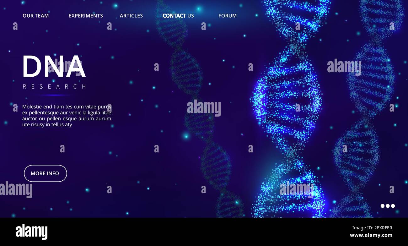 DNA landing page. Vector genetics engineering web page template ...