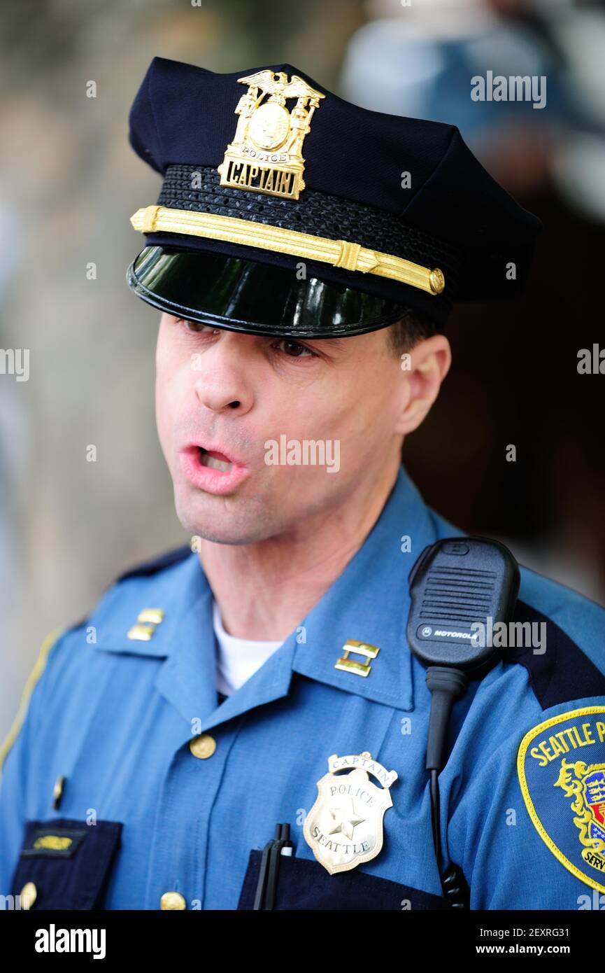Seattle Police Captain Chris Fowler speaks to the press in Westlake ...