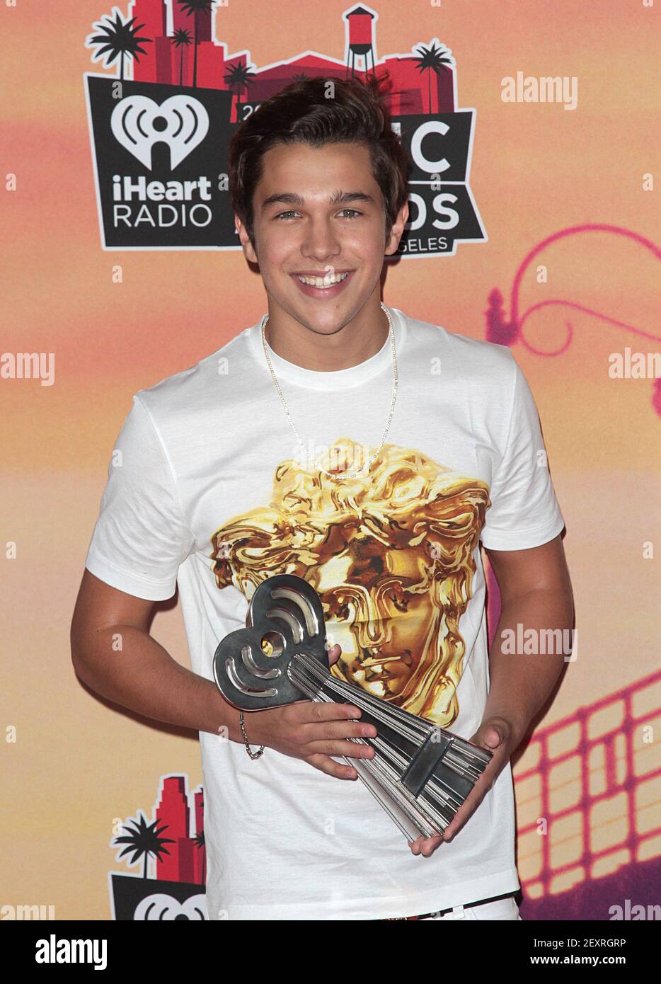 Austin Mahone attends The iHeart Radio Music Awards - Press Room held ...