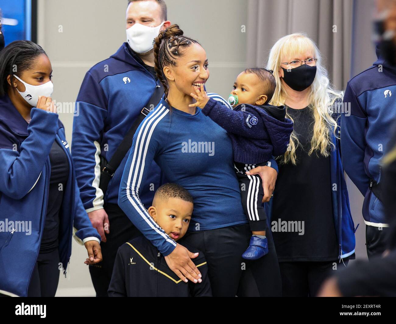French boxer Estelle Yoka Mossely, Olympic Champion in Rio, surrounded ...