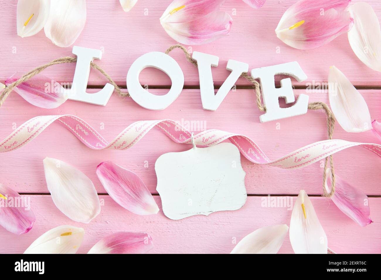 Rustic wooden boards with tulip leaves Stock Photo - Alamy