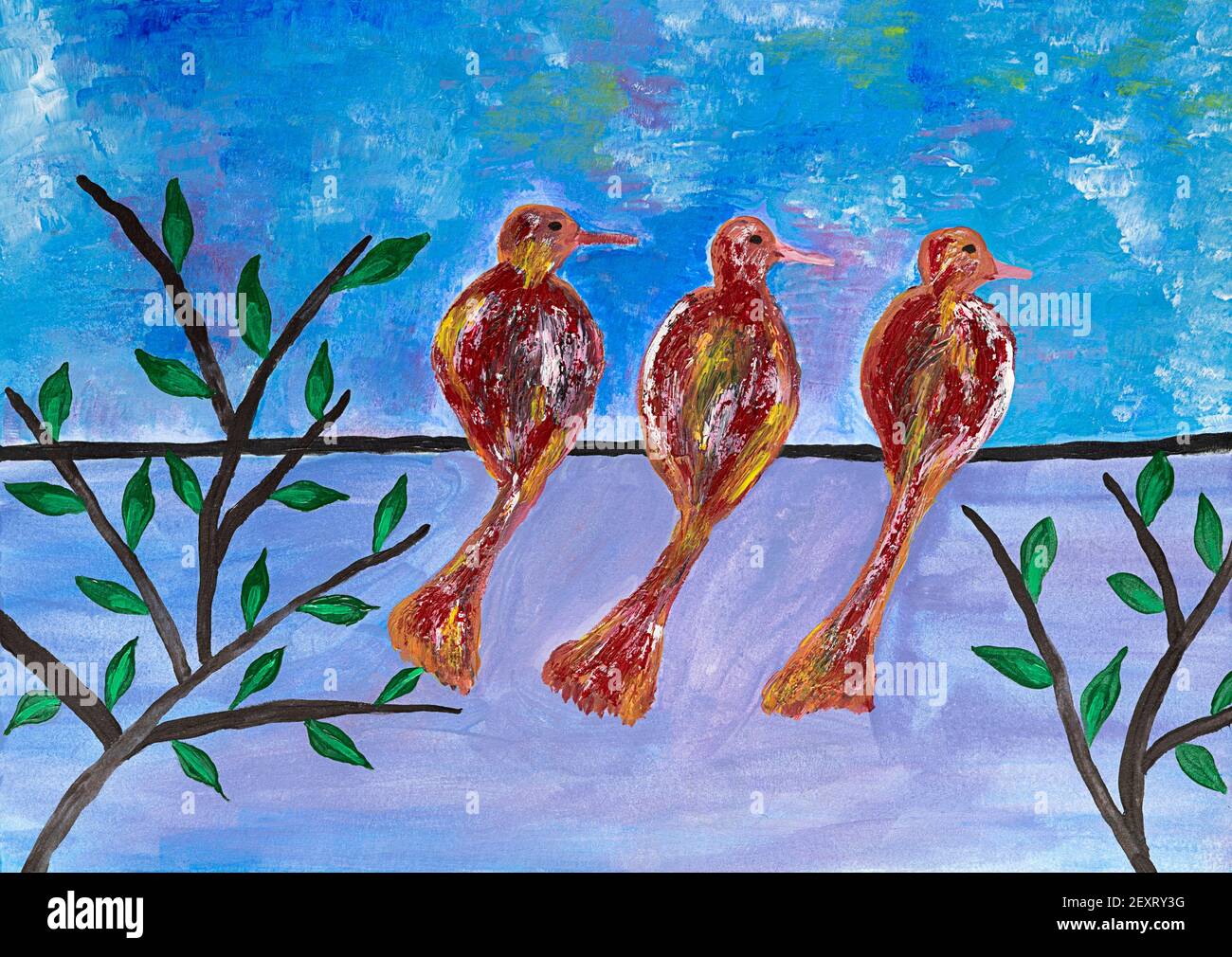 Three birds drawn hi-res stock photography and images - Alamy