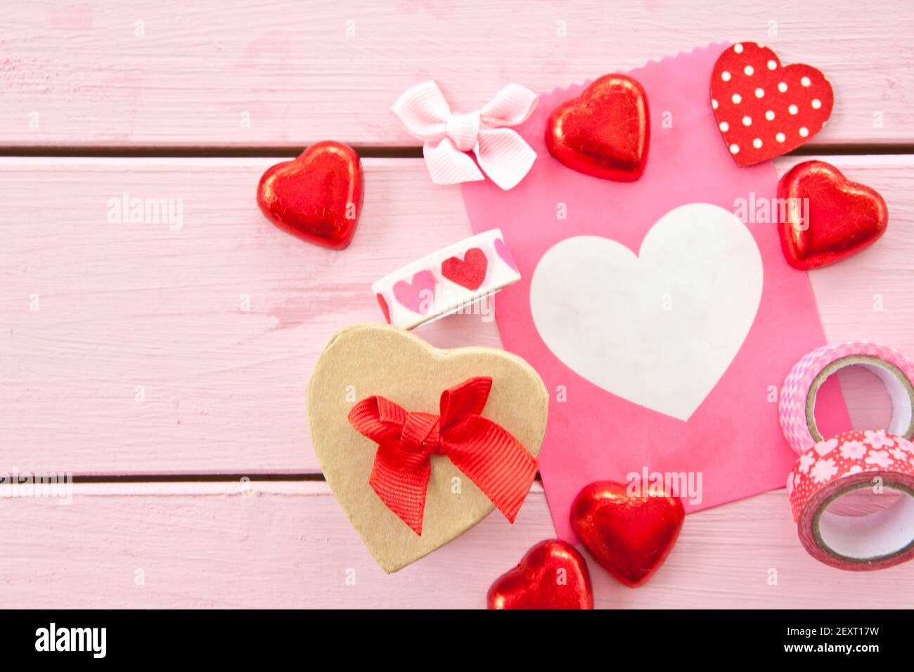Chocolate hearts and colorful packaging Stock Photo - Alamy