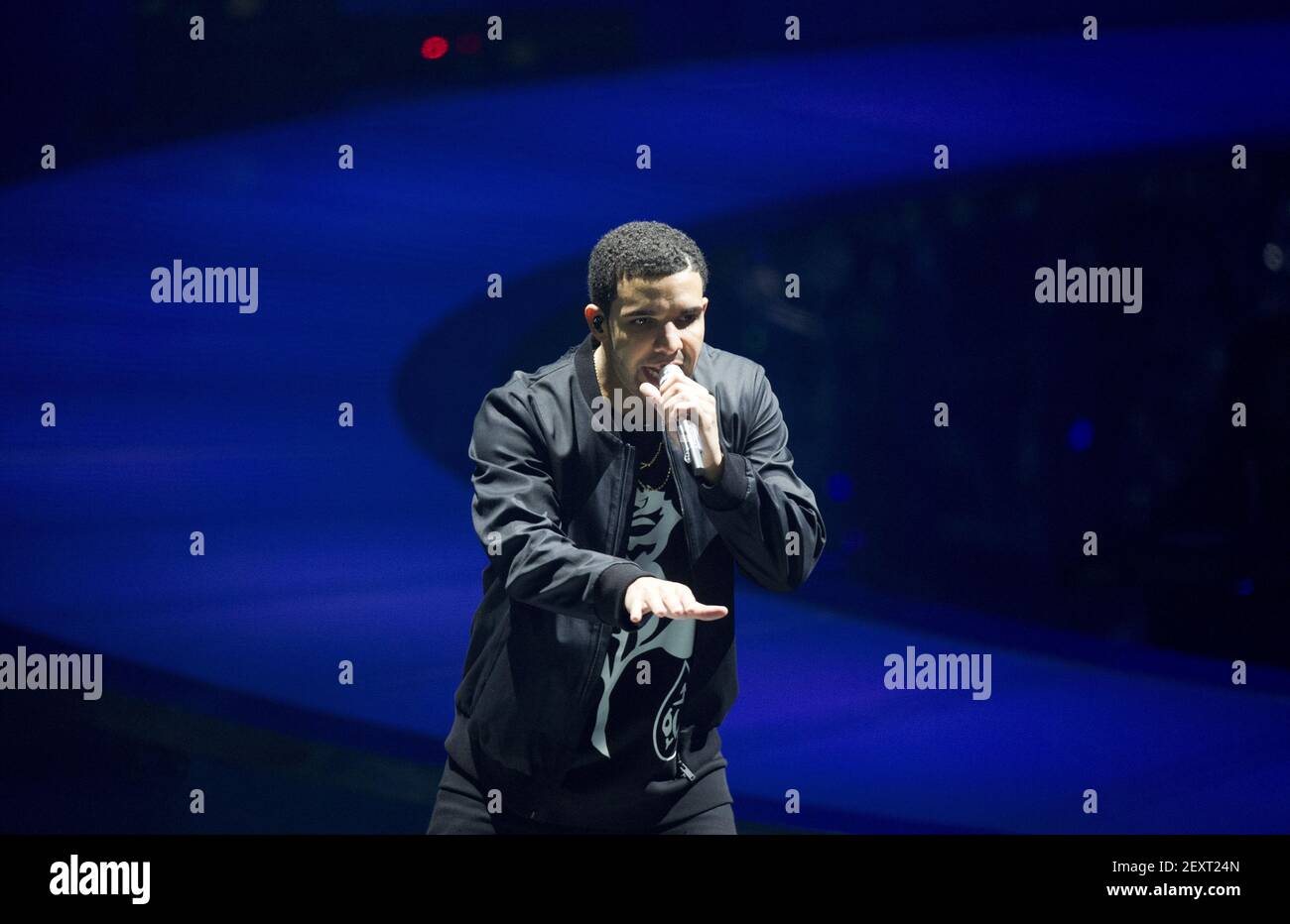 American Rapper Drake performs at a concert during his tour at the ...