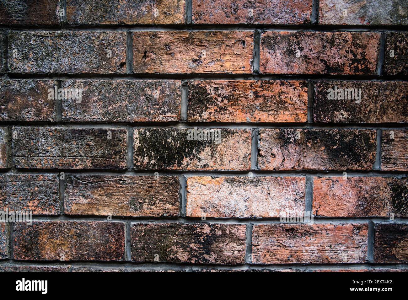 Close up vintage red and brown brick wall background. Grunge background ...