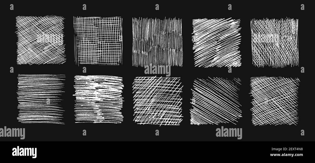 Chalk sketch hatching. Doodle textures, pencil sketching lines ...