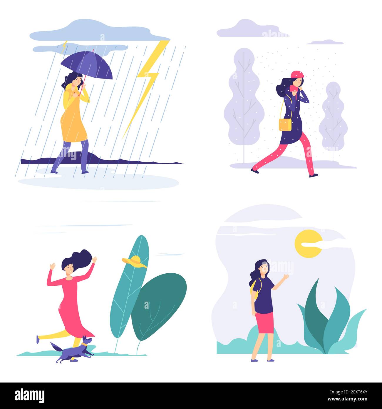 Four seasons cartoon illustration Stock Vector Images - Alamy