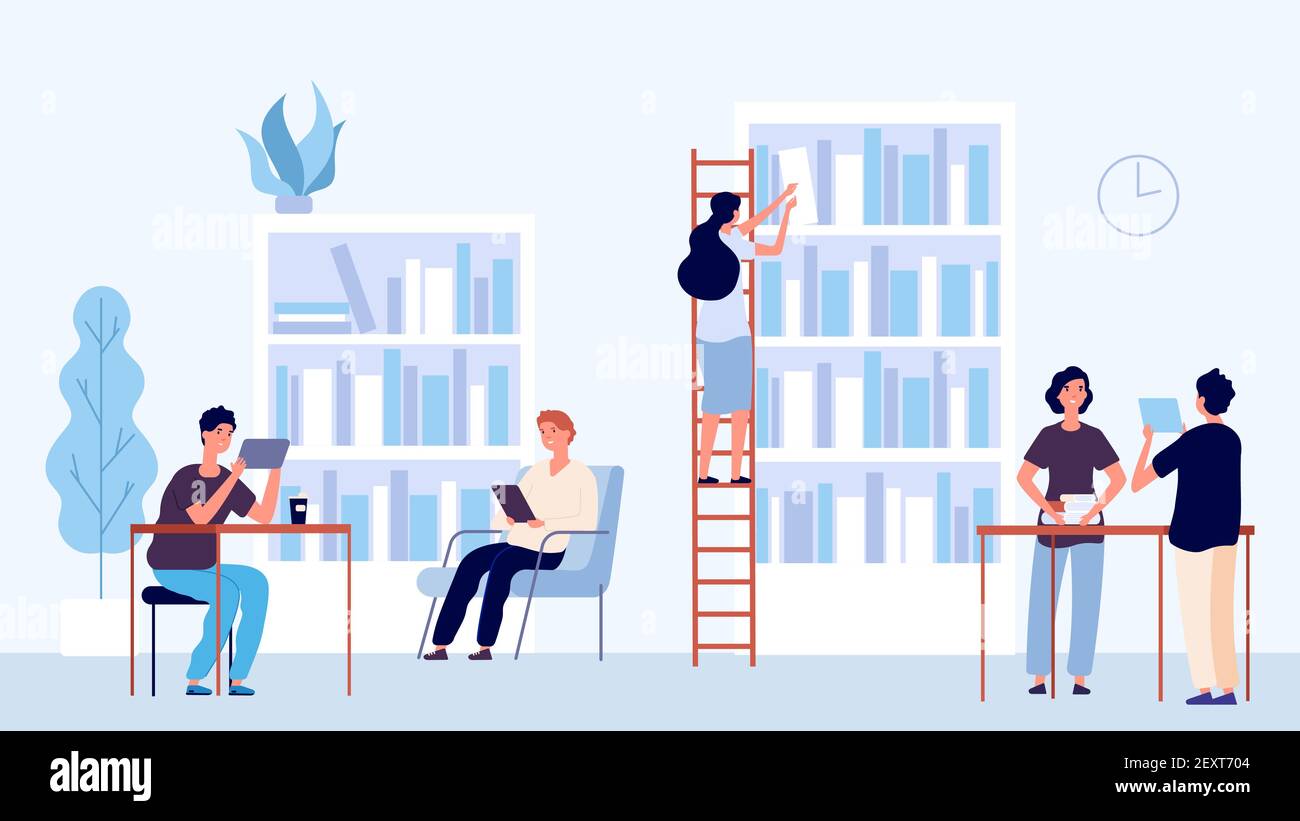 Library concept. Students coworking space. University college library ...
