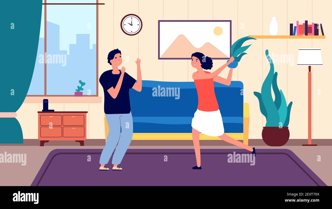 Family quarrel. Angry arguing girl, couple have problems relationship ...