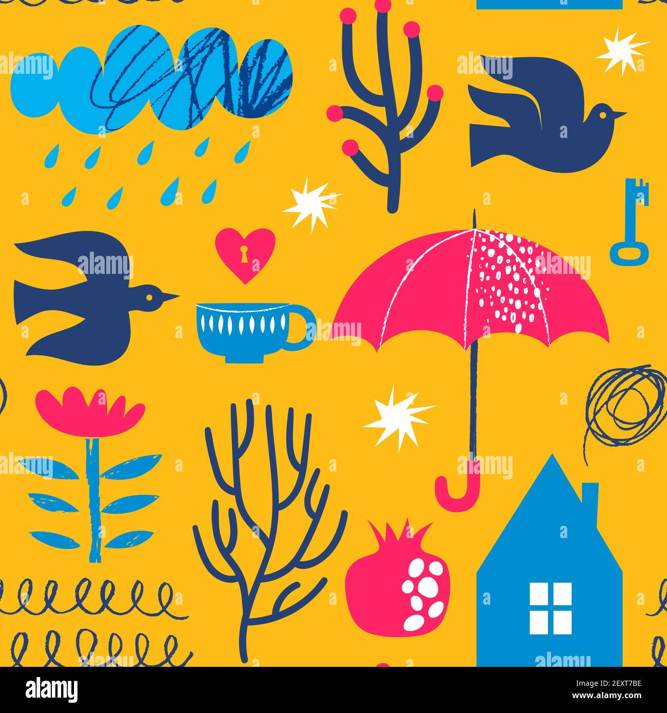 Abstract doodle seamless modern style pattern in bright colors Stock ...