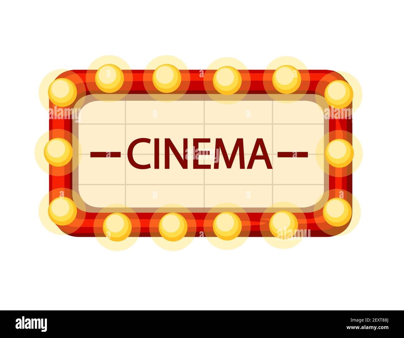 Cinema sign with retro yellow bulbs vector illustration isolated on ...