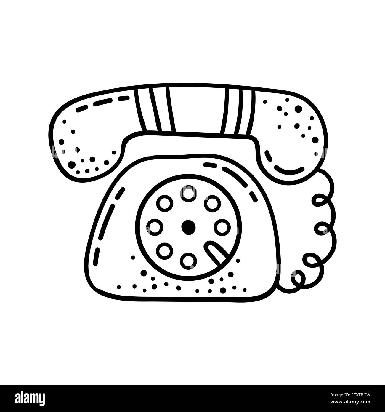 Doodle illustration of a phone in a retro style. Cartoon illustration ...