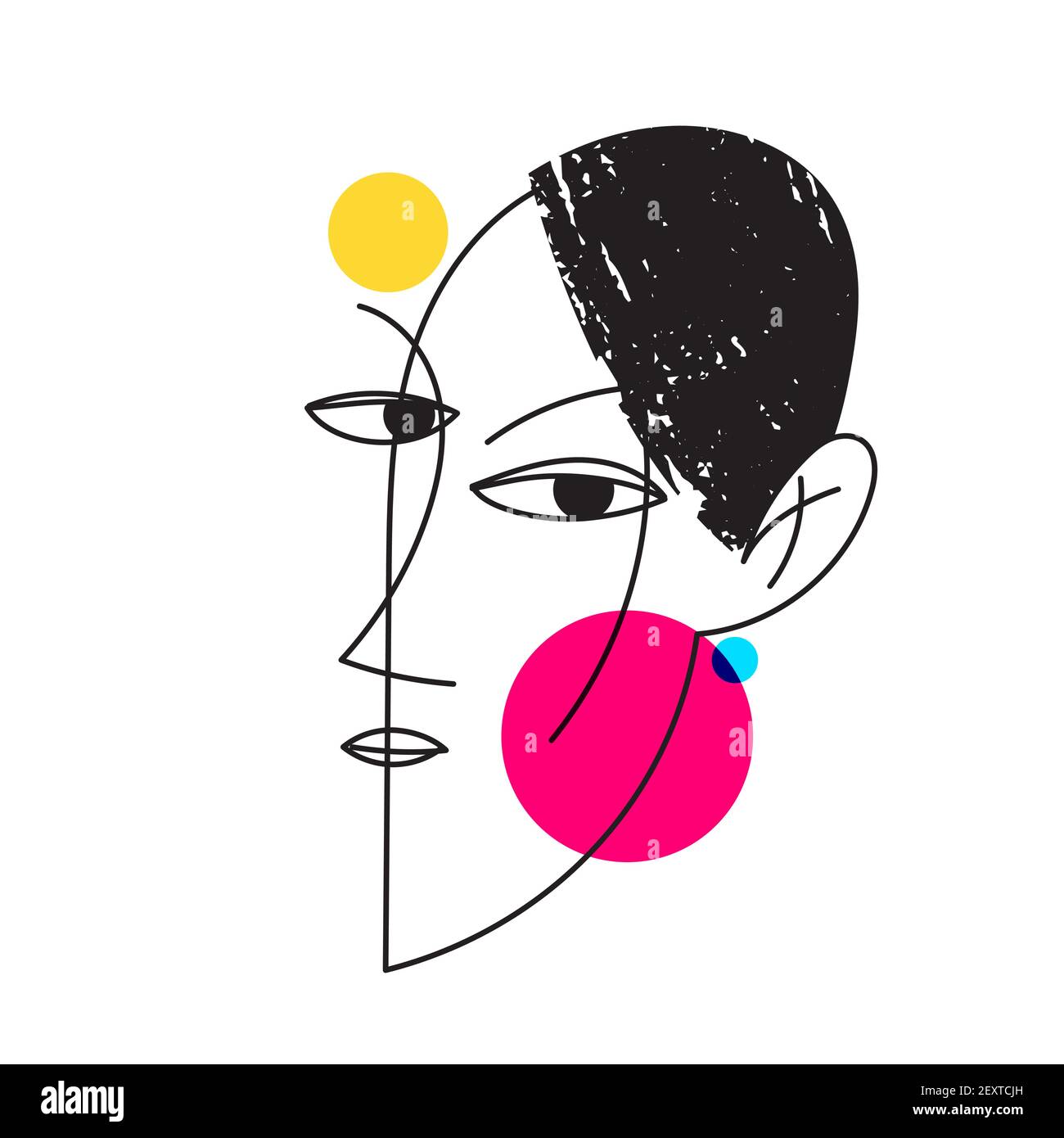 Abstract modern style line art woman portrait design Stock Vector Image ...