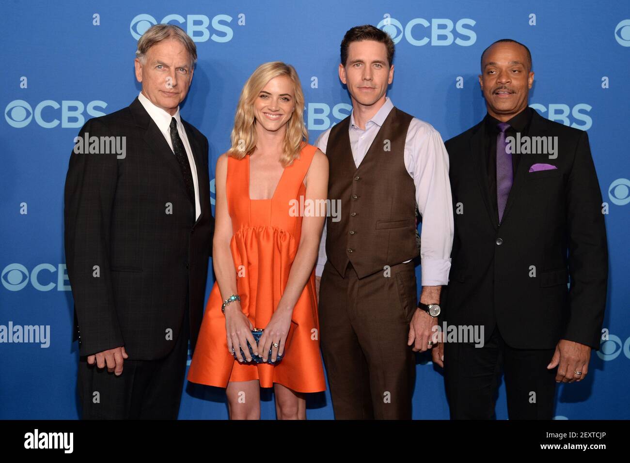 (L-R) Actors Mark Harmon, Emily Wickersham, Brian Dietzen and Rocky ...