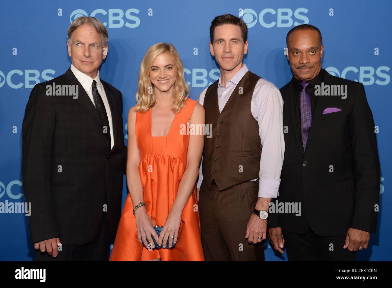 (L-R) Actors Mark Harmon, Emily Wickersham, Brian Dietzen and Rocky ...