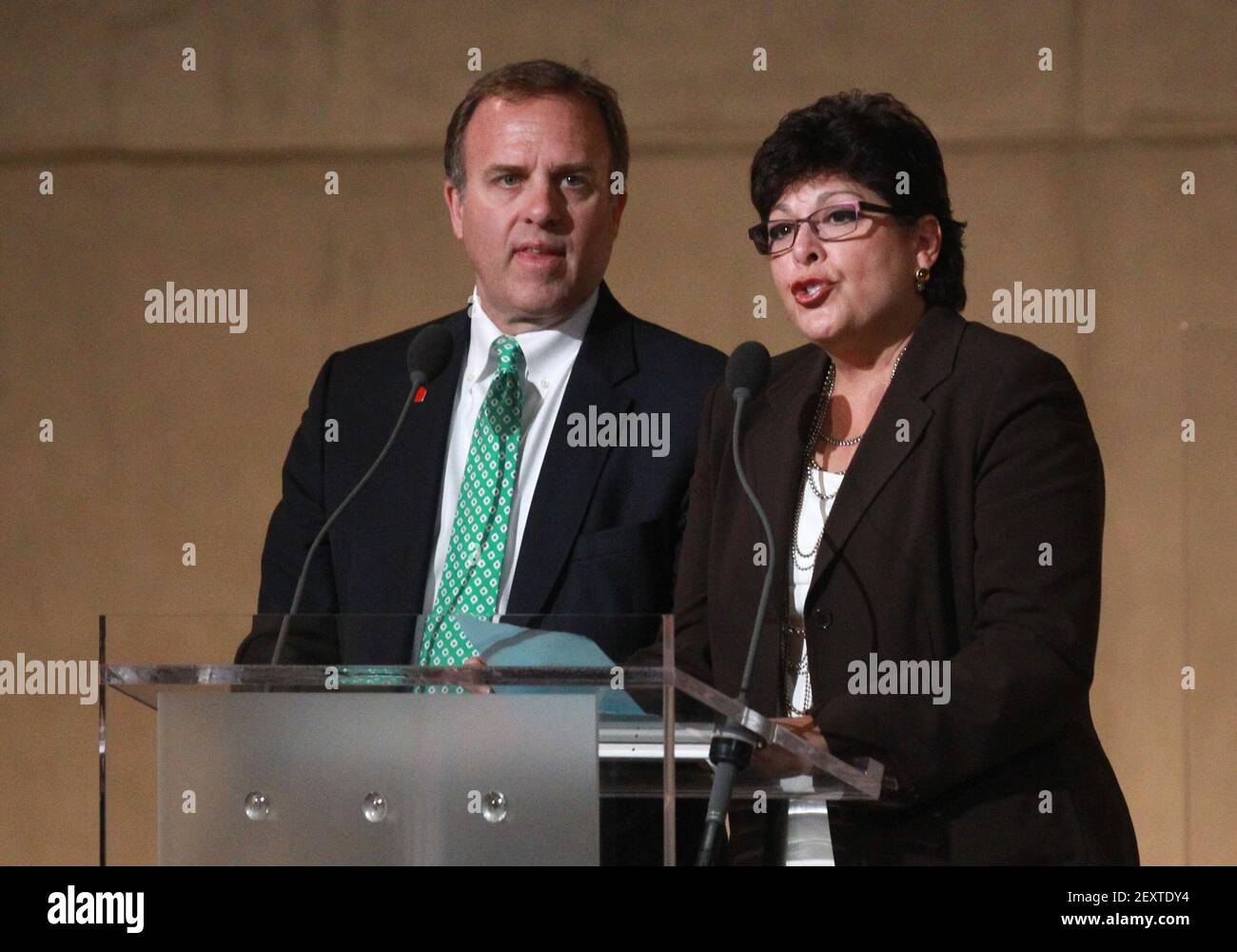 Jim Laychack and Ada Dolch speak during the dedication ceremony at the ...