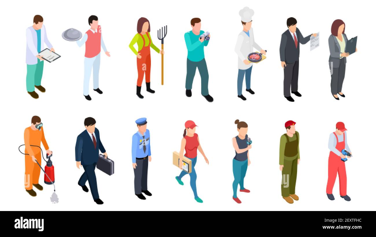 Different professions. Isometric professionals vector collection. 3D ... Different professions. Isometric professionals vector collection. 3D ...