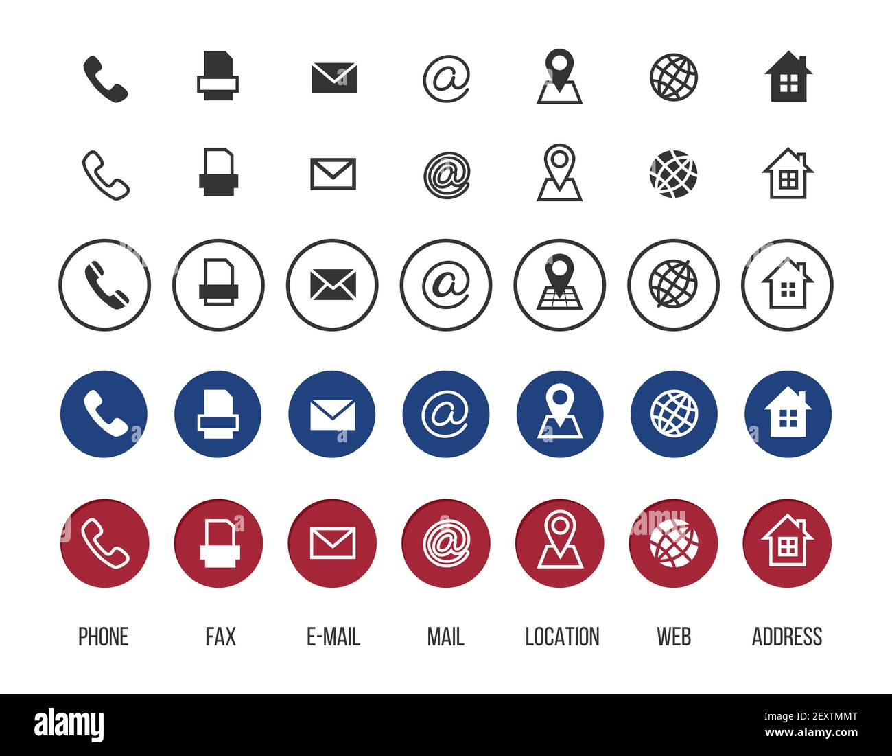 Contact icons business card vector symbols collection information icons ...
