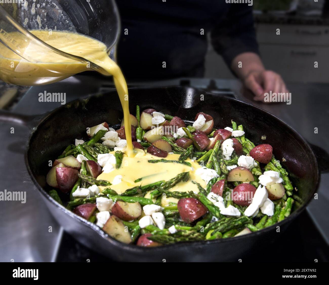 After the base ingredients are sauteed, pour in the eggs for a savory ...