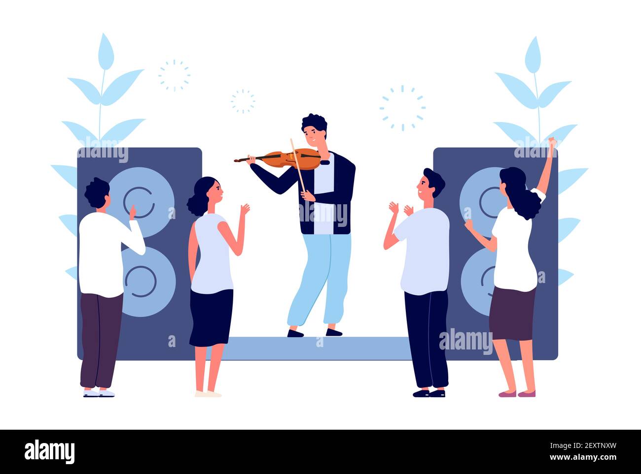 Classical music concert. Musician violinist performance. People listen ...