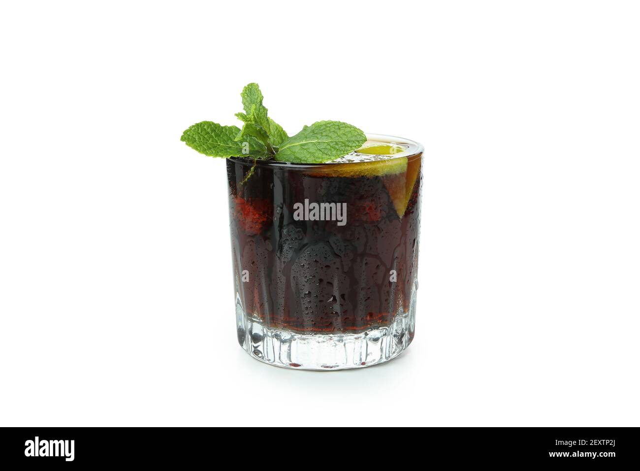 Glass of Cuba Libre isolated on white background Stock Photo - Alamy