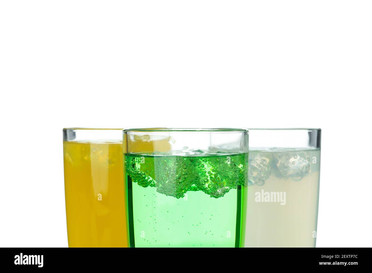 Glasses of different soda isolated on white background Stock Photo - Alamy
